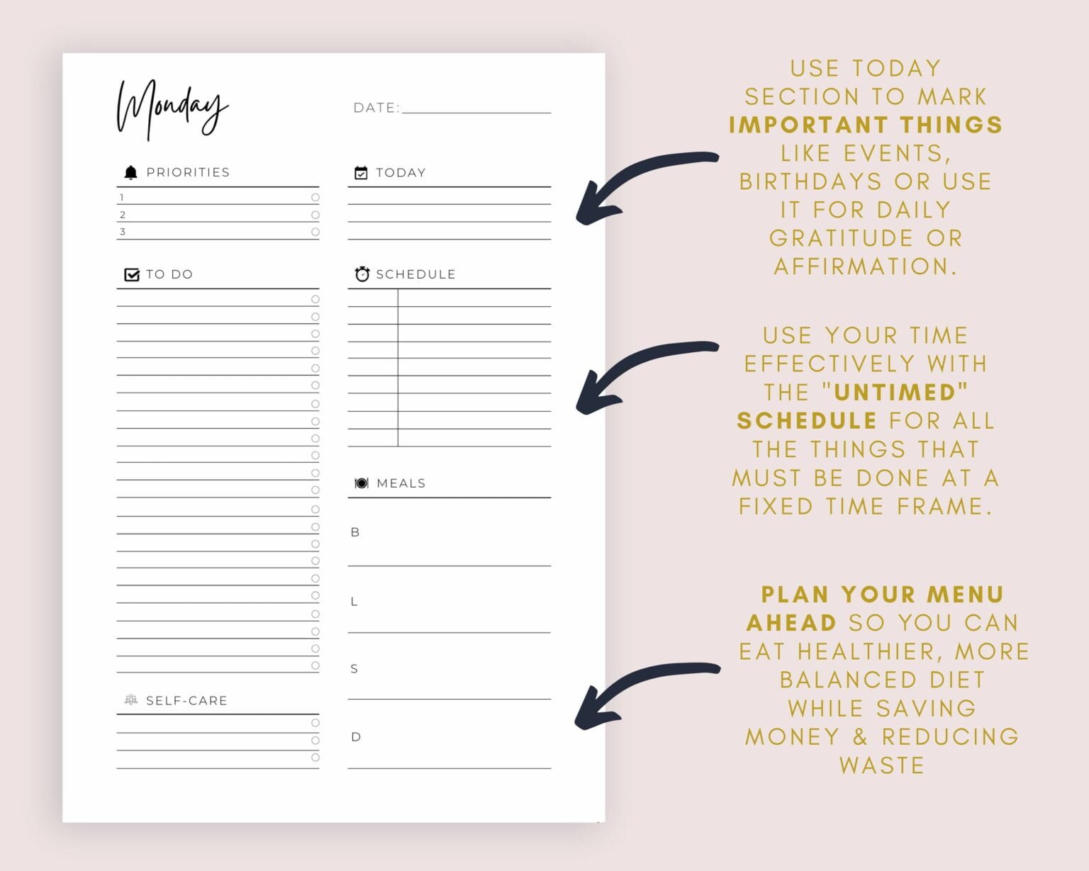 Undated Daily Planner Printable - Digital Hygge