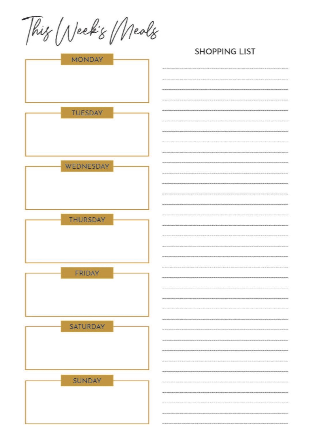Printable Weekly Meal Planner With Grocery List