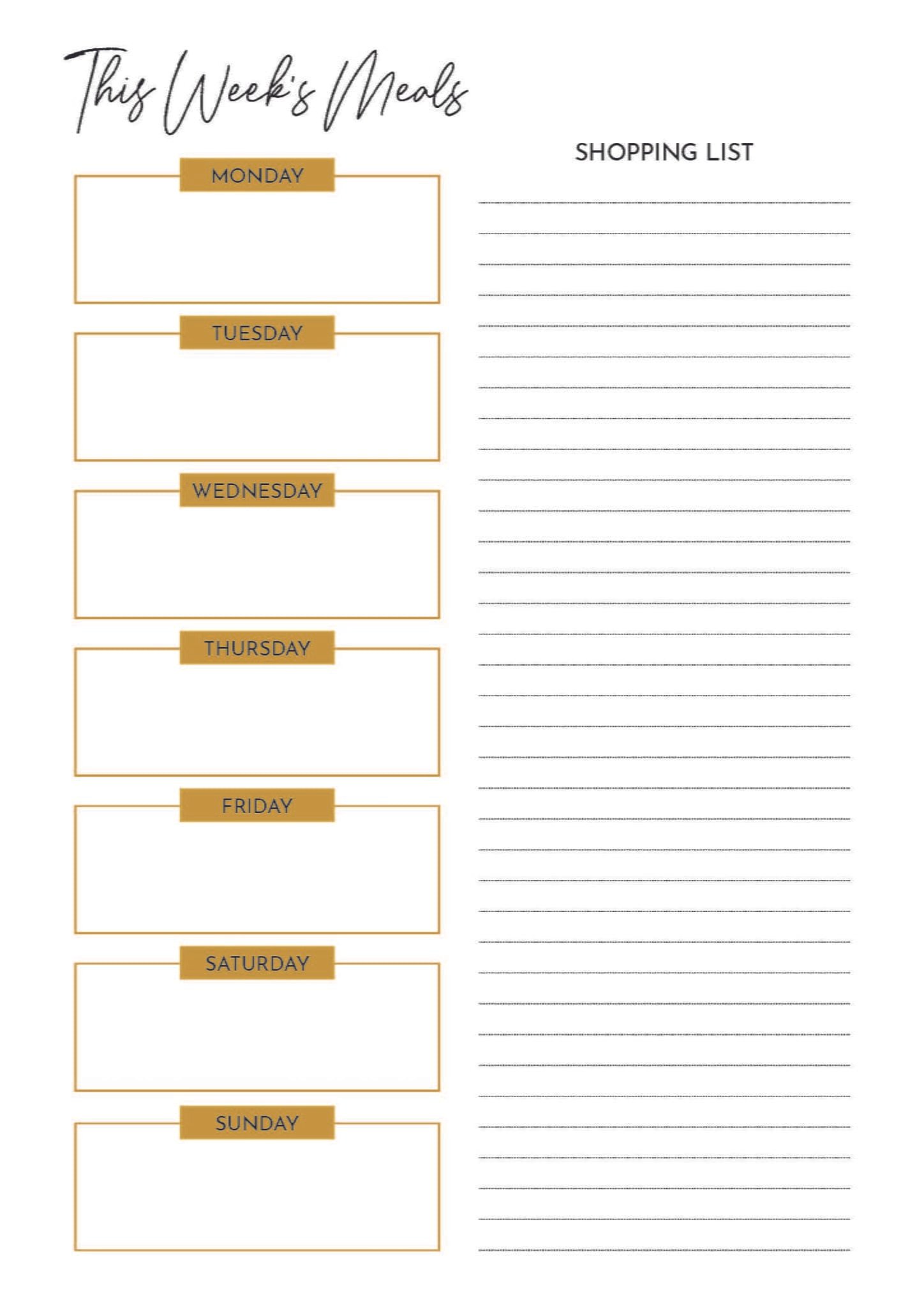 Printable Weekly Meal Planner With Grocery List