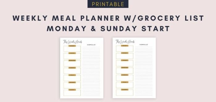 Printable Weekly Meal Planner With Grocery List
