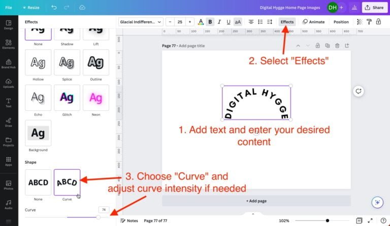 How to Curve Text in Canva - Digital Hygge