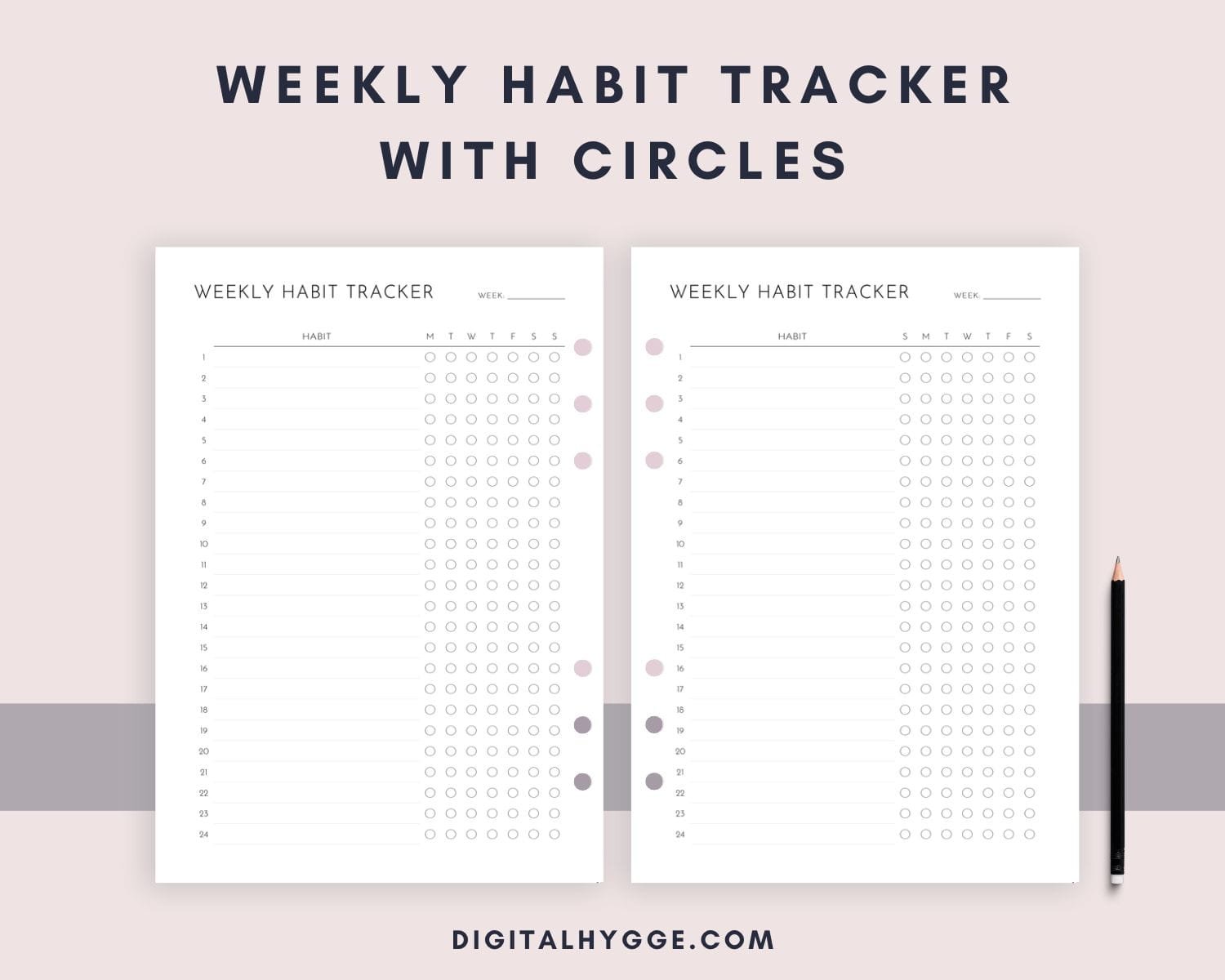 Weekly Habit Trackers (Free Printables) - Digital Hygge